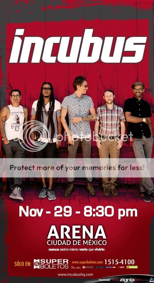 Incubus confirma oficialmente su actuación en ACMX y Arena Monterrey‏